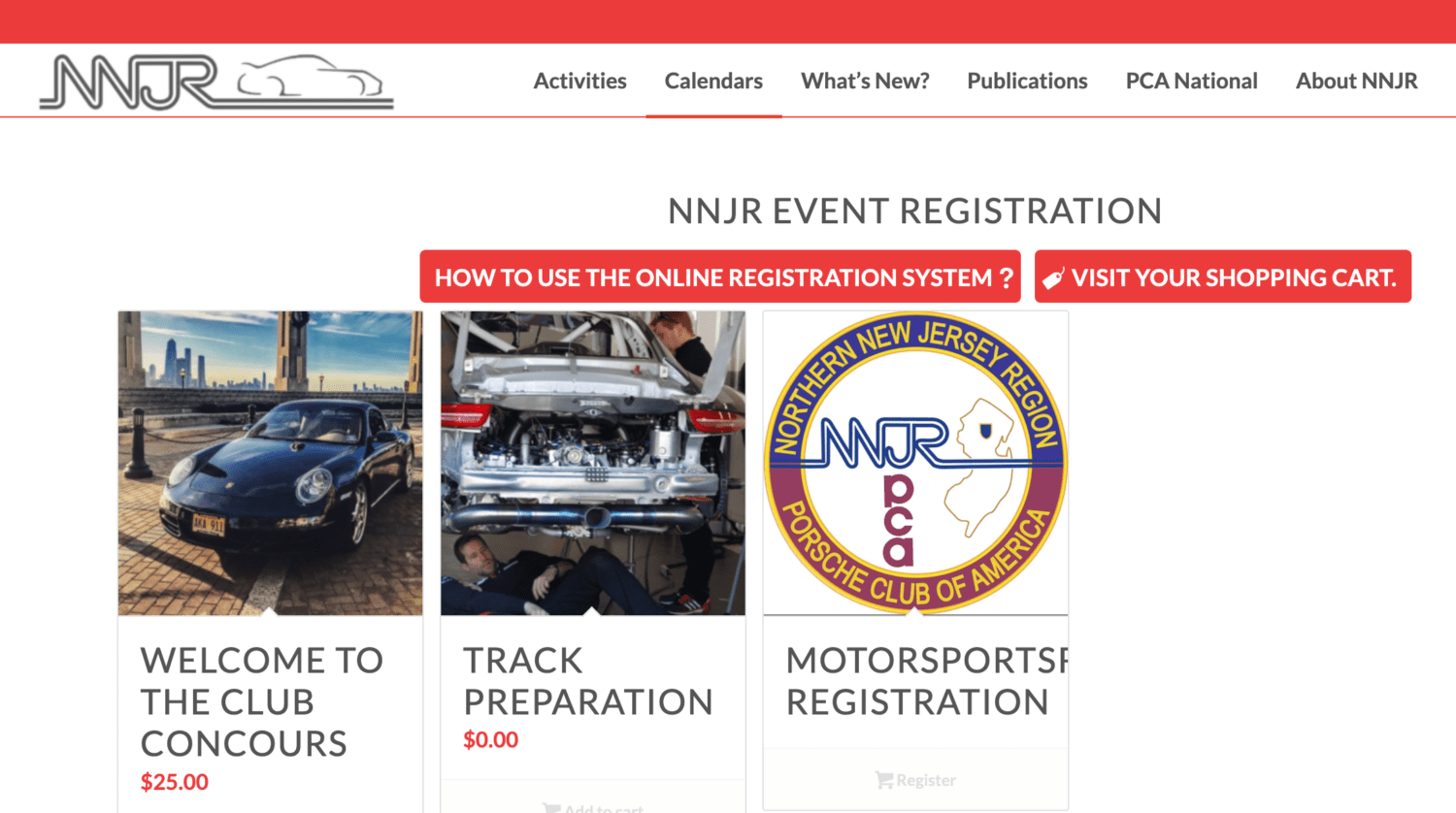 Using the NNJR-PCA online Event Registration - NNJR - Porsche Club of ...